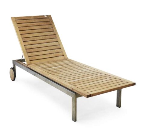 Stainless Steel & Teak Pool Lounge - Ascot Teak